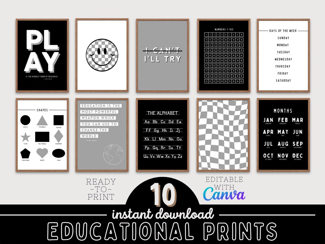 Educational Poster Set 10 Prints Classroom Decor - Etsy