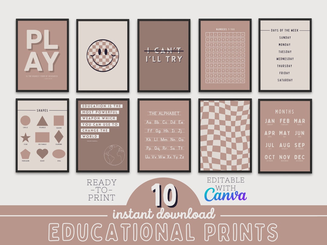 Educational Poster Set 10 Prints Classroom Decor Homeschool Decor ...