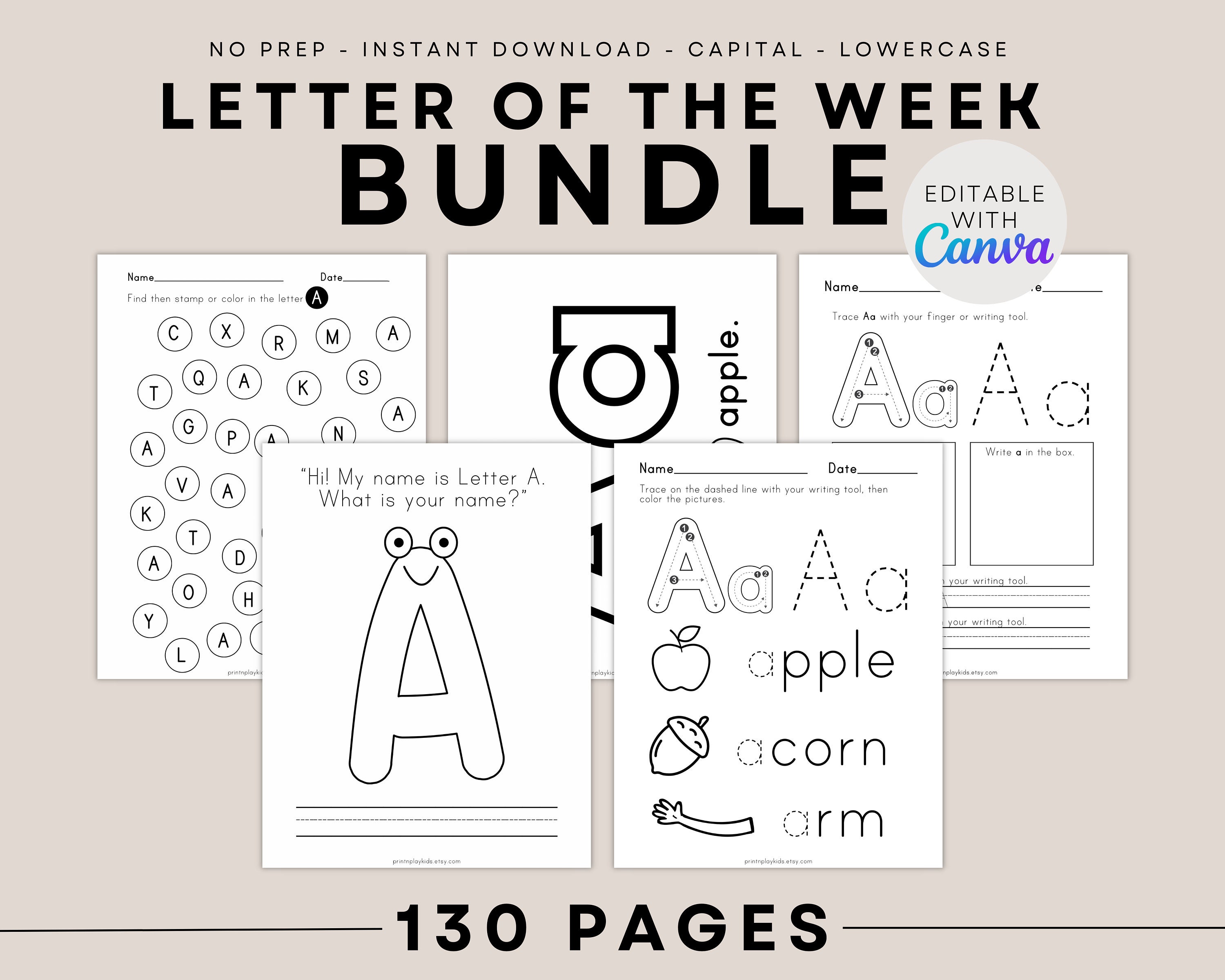 Instant Download Coloring Prek Worksheets Letters Writing Worksheet ABC ...