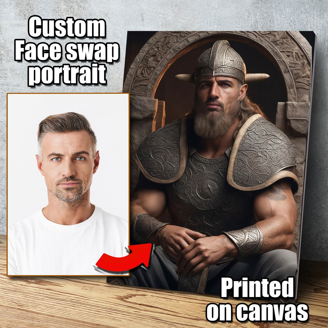 Custom Portrait Face Swap Canvas Wall Art Create Custom Funnh Home ...