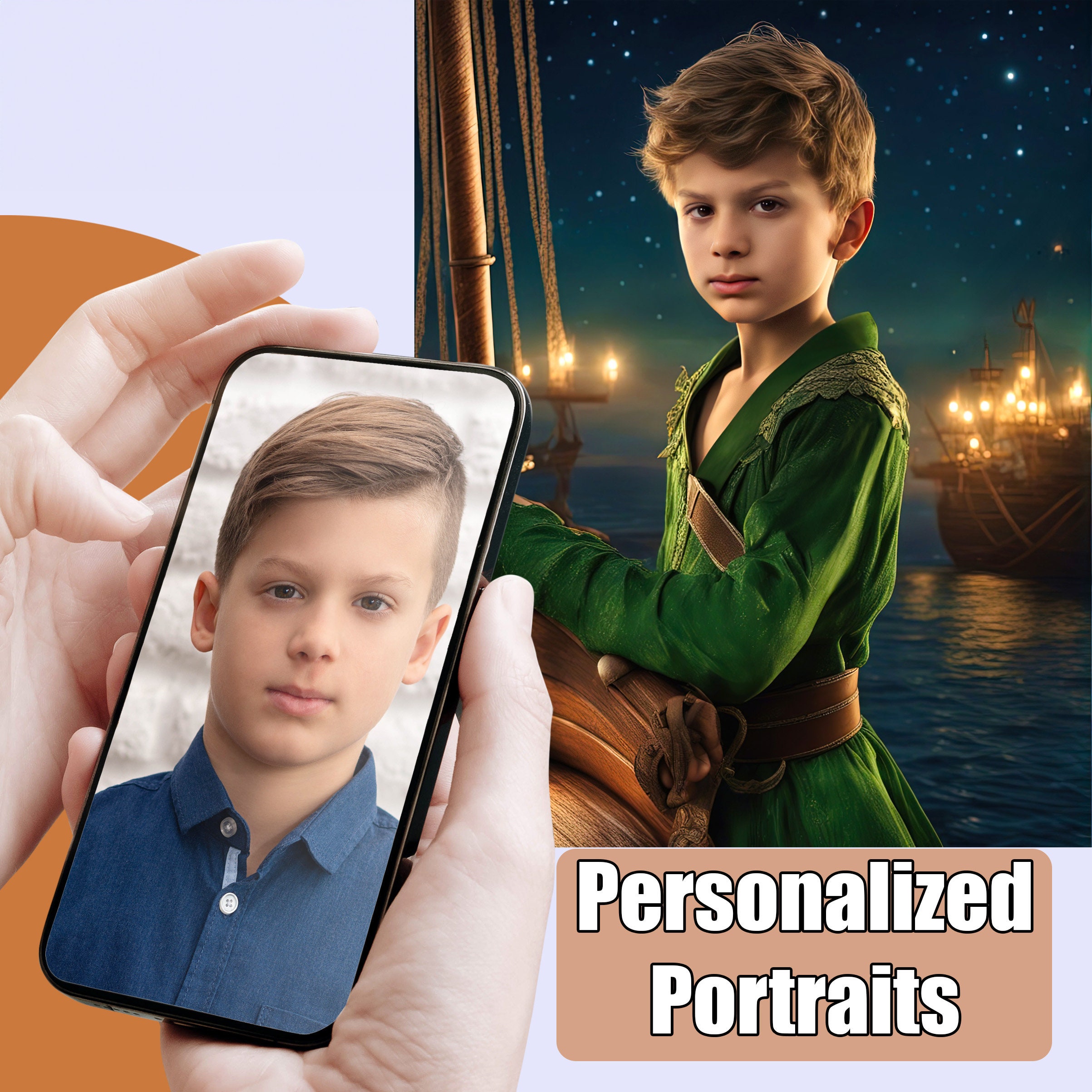 Custom Portraits From Photos Personalized Peter Pan Face - Etsy
