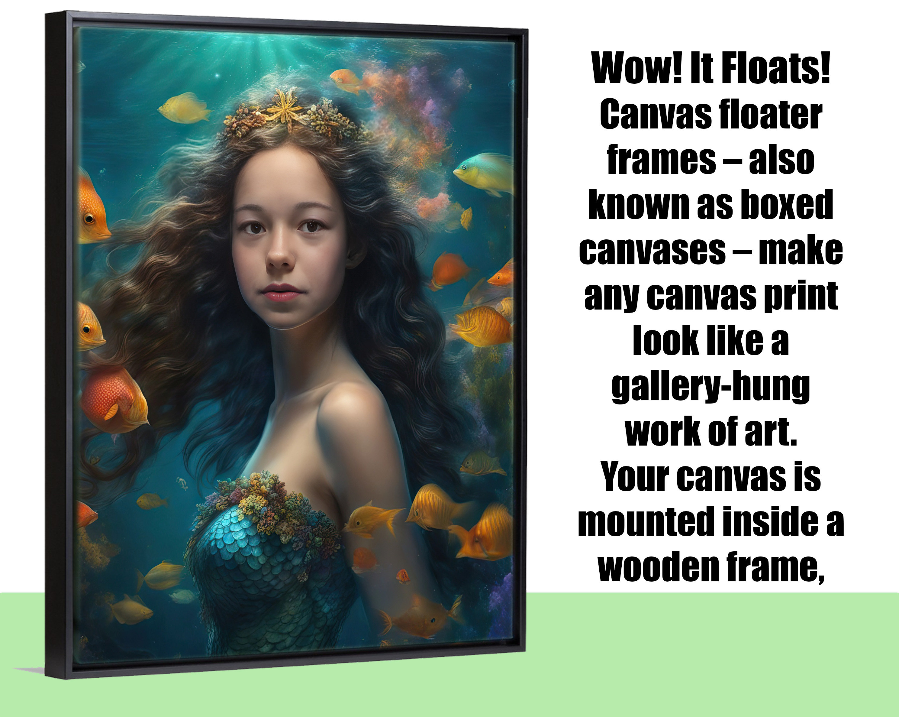 Personalized Mermaid Portrait Face Swap Printed on Canvas or Digital ...