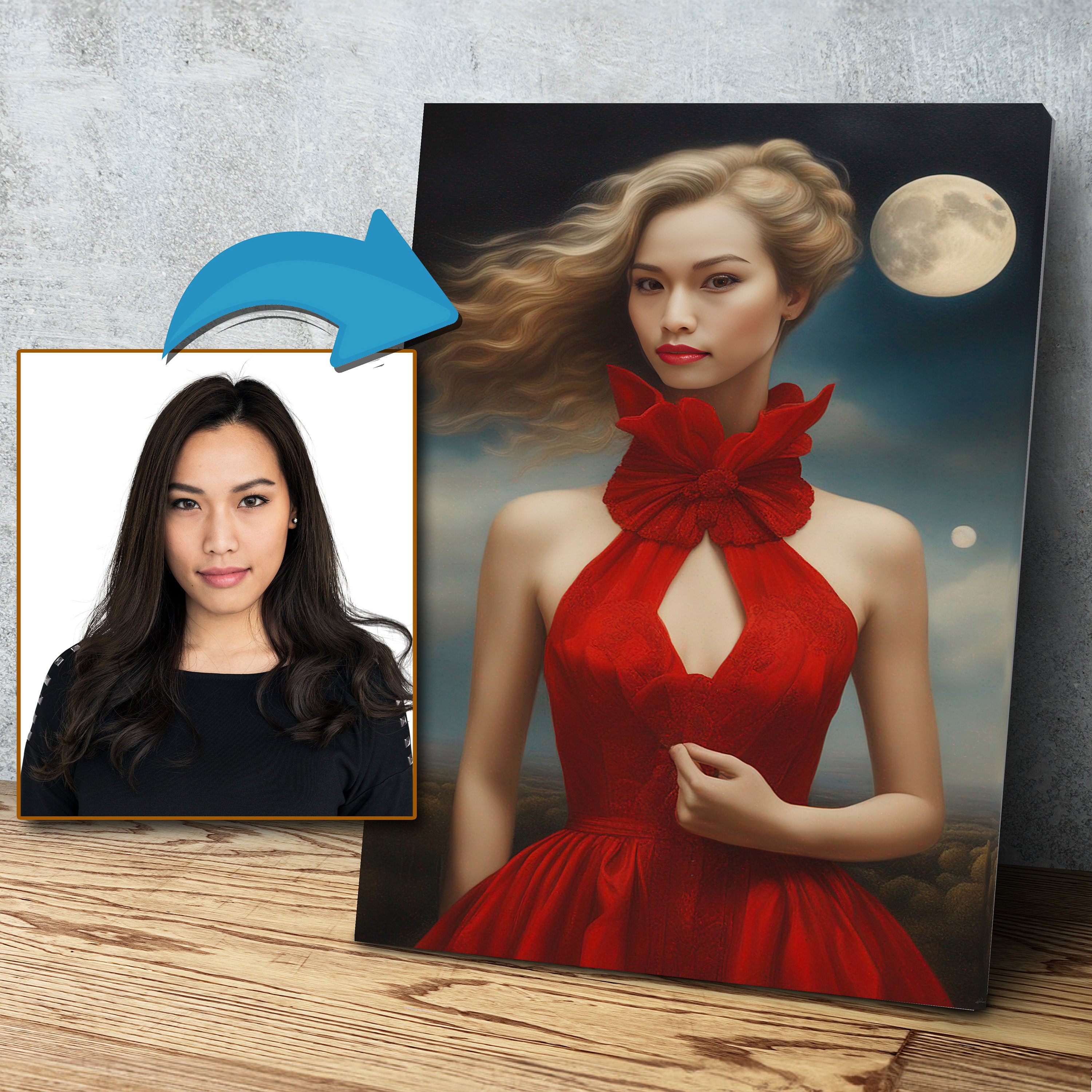 Custom Face Portrait Swap Personalized Canvas Portrait Wall - Etsy