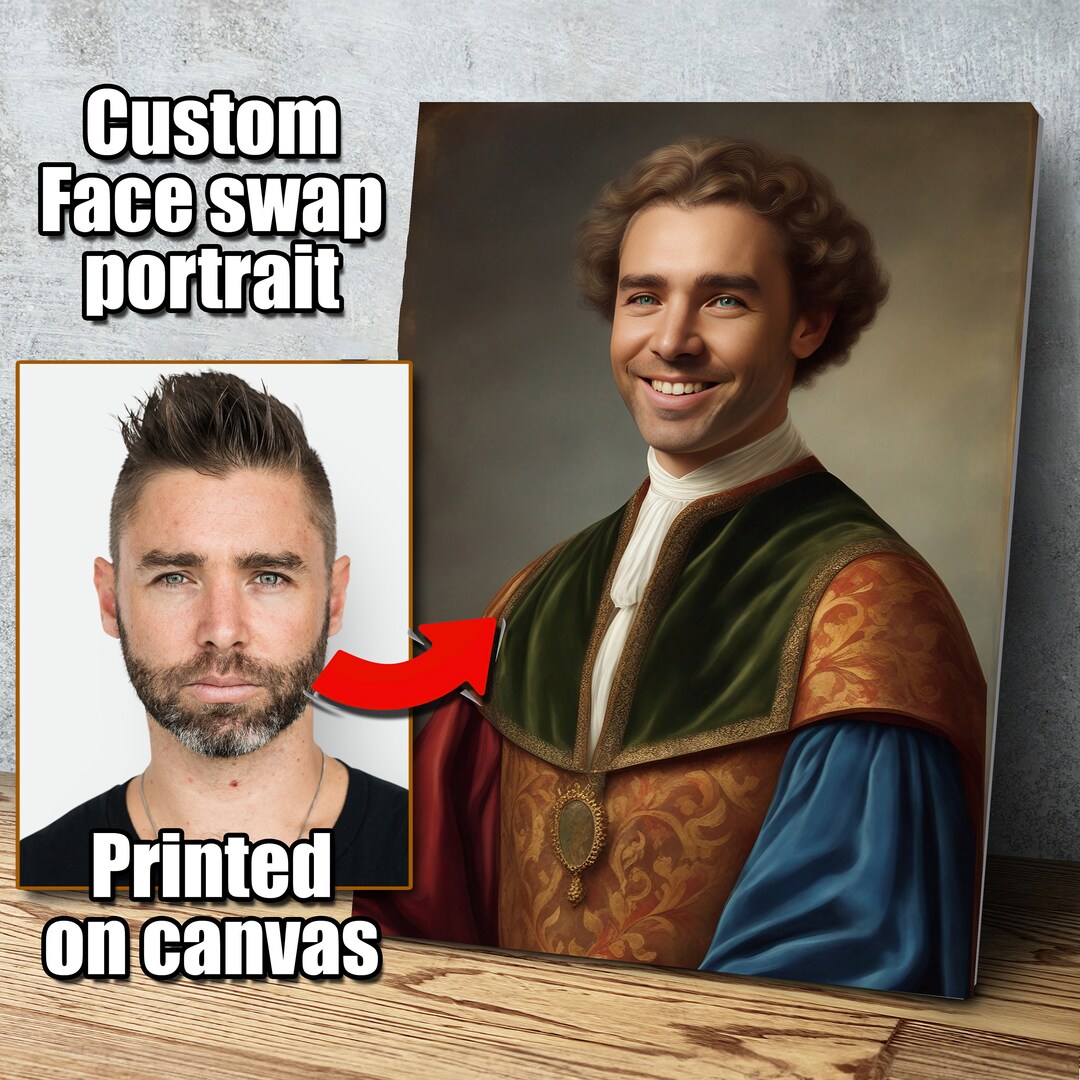 Personalized Hilarious Custom Face Swap Canvas Portrait Wall Art Funny ...