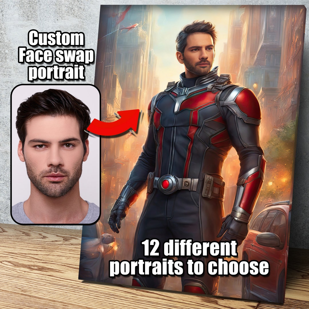 From Your Photo to Antman Superhero Portrait Face Swap Canvas Prints ...