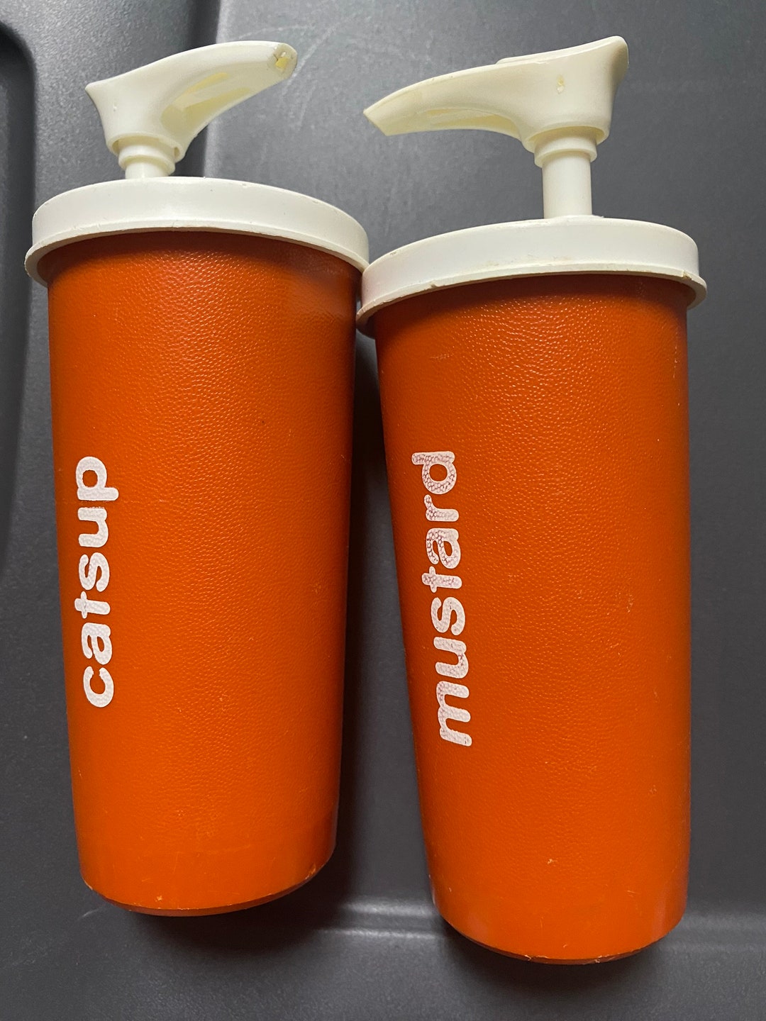 Vintage Tupperware Catsup and Mustard Condiment Pump Dispensers - Etsy