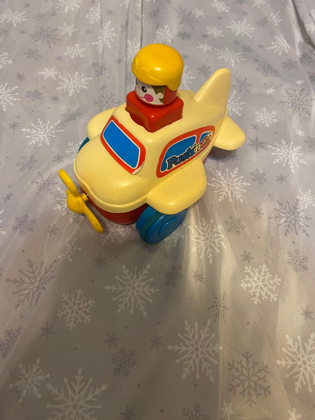 Vintage 1980s TOMY Push N Go Airplane Toy White Red With 3 - Etsy