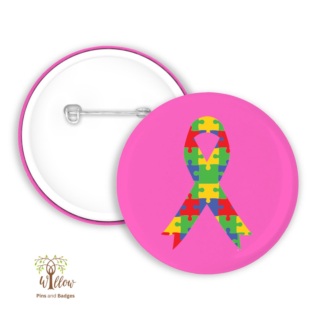 Autism Ribbon Puzzle Button Badge, Mobility Aid, Neurodivergent ...