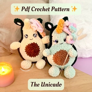Avocado Unicorn Crochet Pattern, Unique Avocado Amigurumi Pattern ...