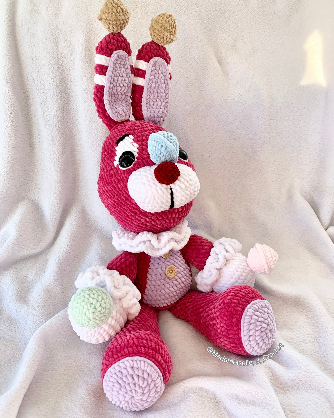 Big Rabbit Plushie Stuffed Animal Circus Theme Giant Amigurumi Rabbit ...