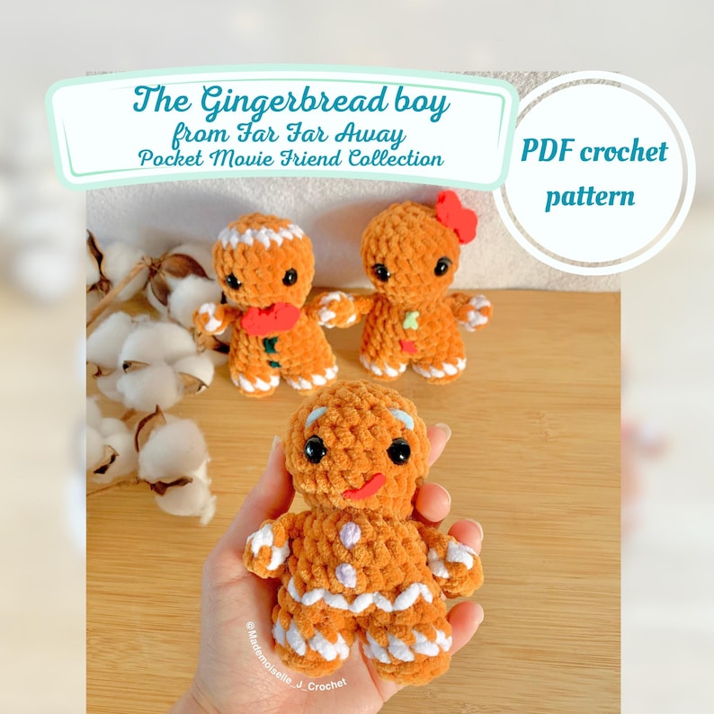 Gingerbread Boy No Sew Crochet Pattern, Pocket Movie Friend Character ...