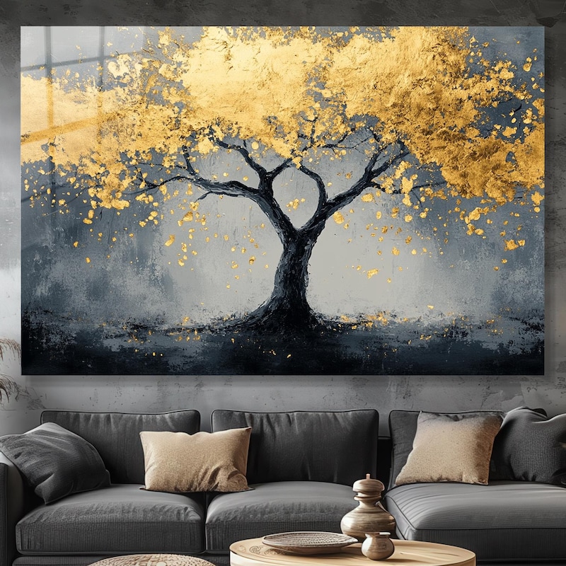 Golden Tree Wall Art - Etsy