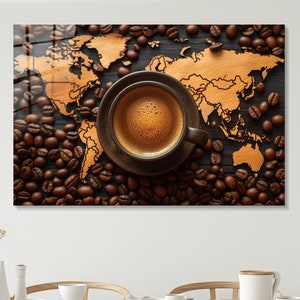 Coffee Wall Art, Cafe Decor, Kitchen Wall Decor, Tempered Glass ...