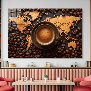 Coffee Wall Art, Cafe Decor, Kitchen Wall Decor, Tempered Glass ...