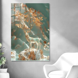 Gold Deer Wall Art, Money Tree Wall Decor, Abundance Theme, Aesthetic ...