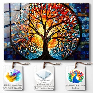 Tree of Life Stained Glass Print, Tempered Glass Wall Art - Etsy