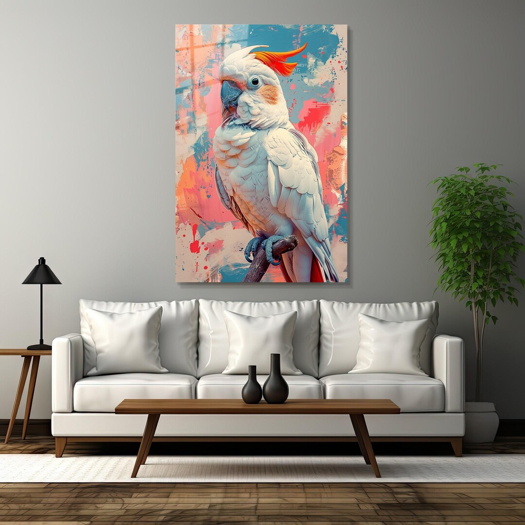 Parrot Wall Art Decor, Colorful Bird Picture, Tempered Glass, Parrot ...