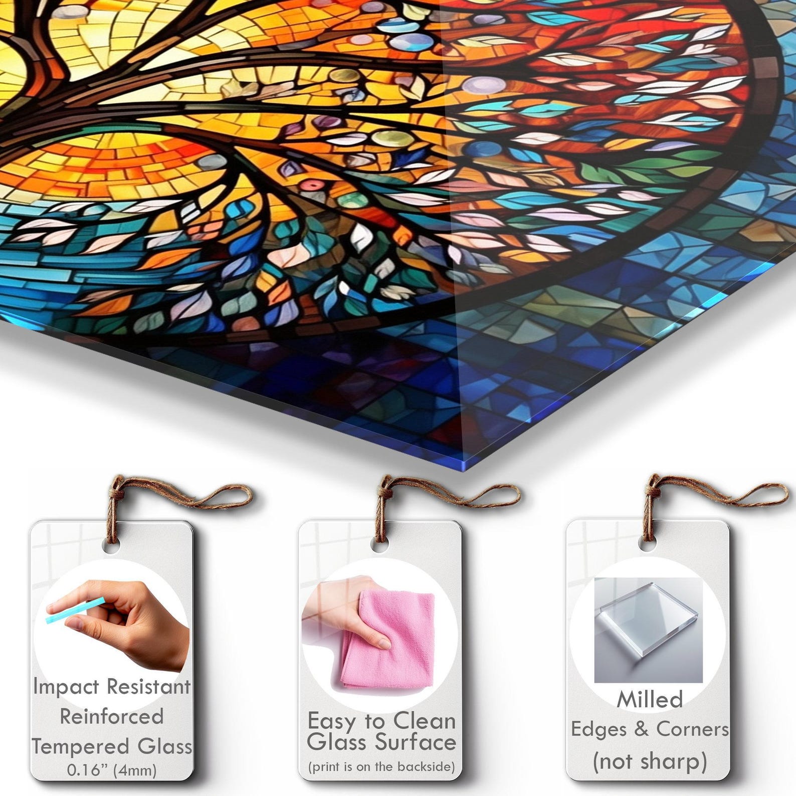 Tree of Life Stained Glass Print, Tempered Glass Wall Art - Etsy