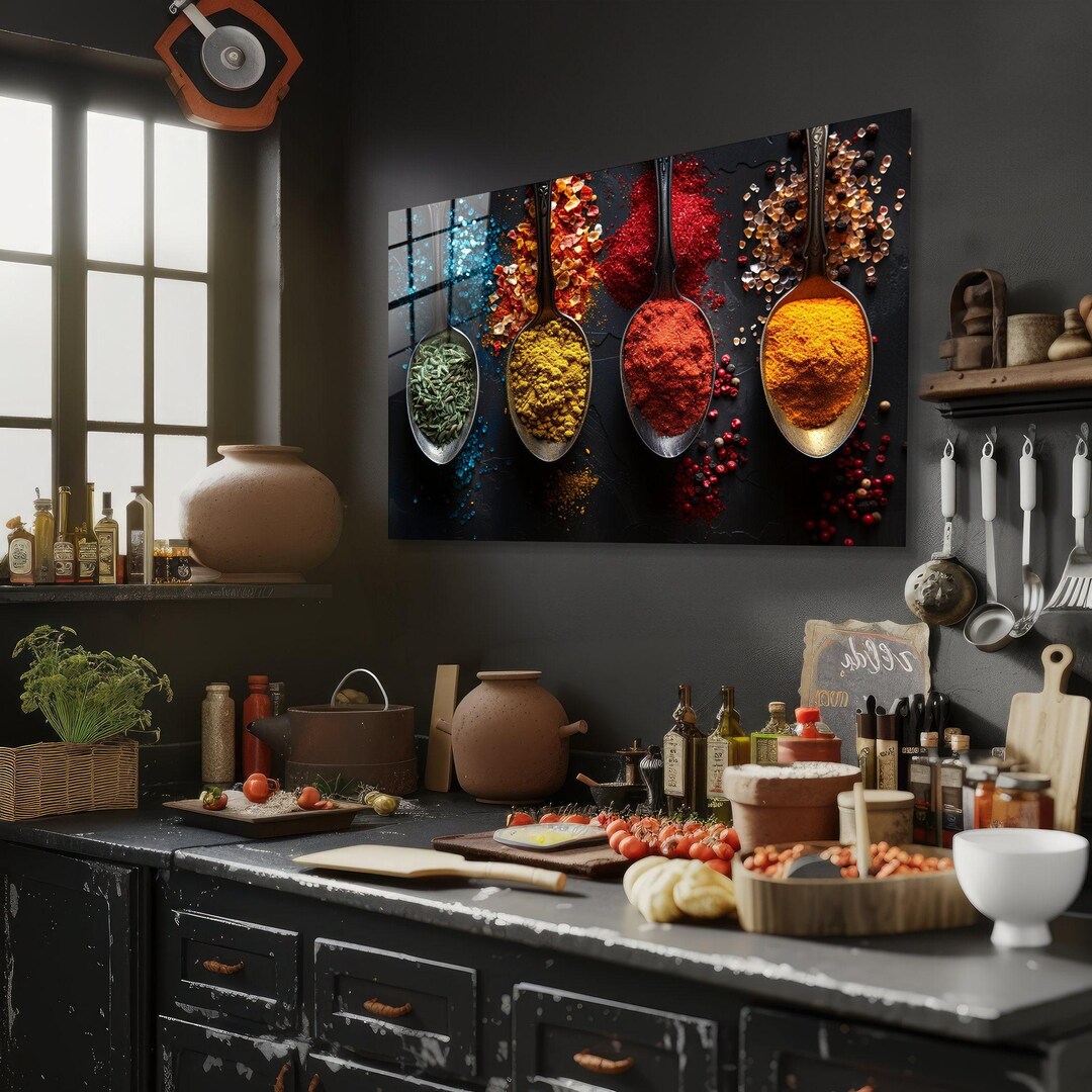Colorful Spices Tempered Glass Wall Art, Kitchen Decor - Etsy