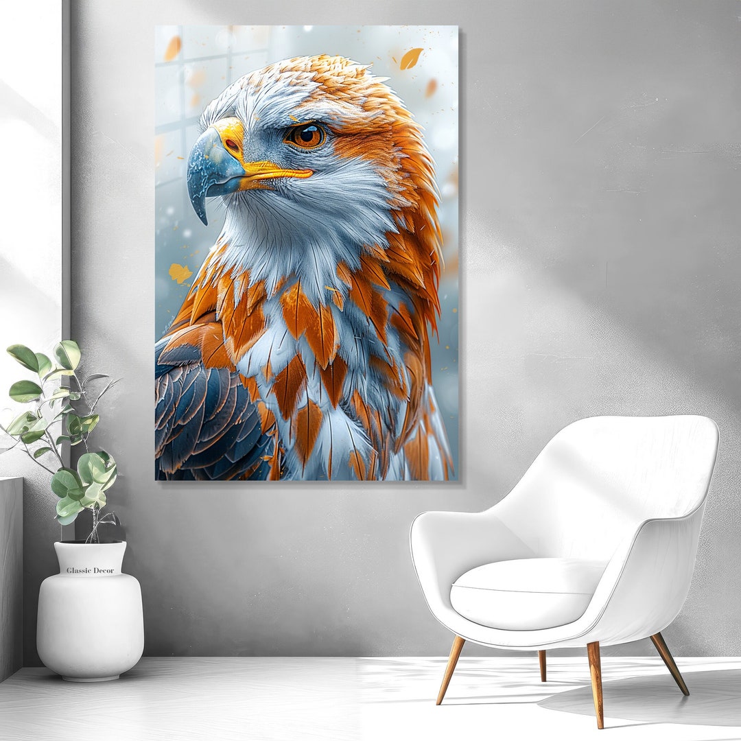 Colorful Eagle Wall Art Decor, Magnificent Bird Portrait, Tempered ...