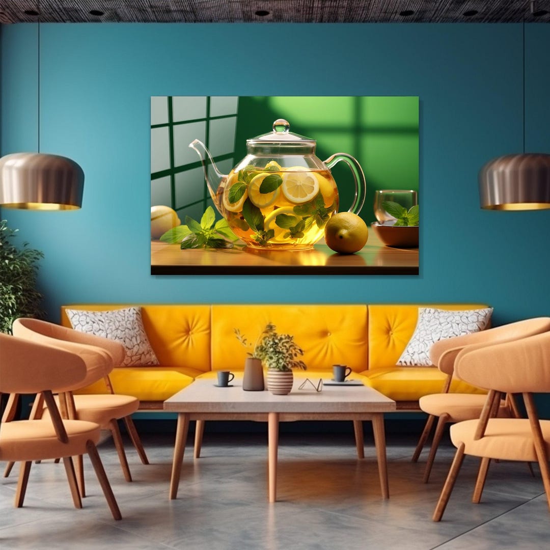 Green Tea Glass Wall Art, Kitchen Cafe Decor - Etsy