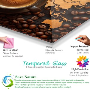 Coffee Wall Art, Cafe Decor, Kitchen Wall Decor, Tempered Glass ...
