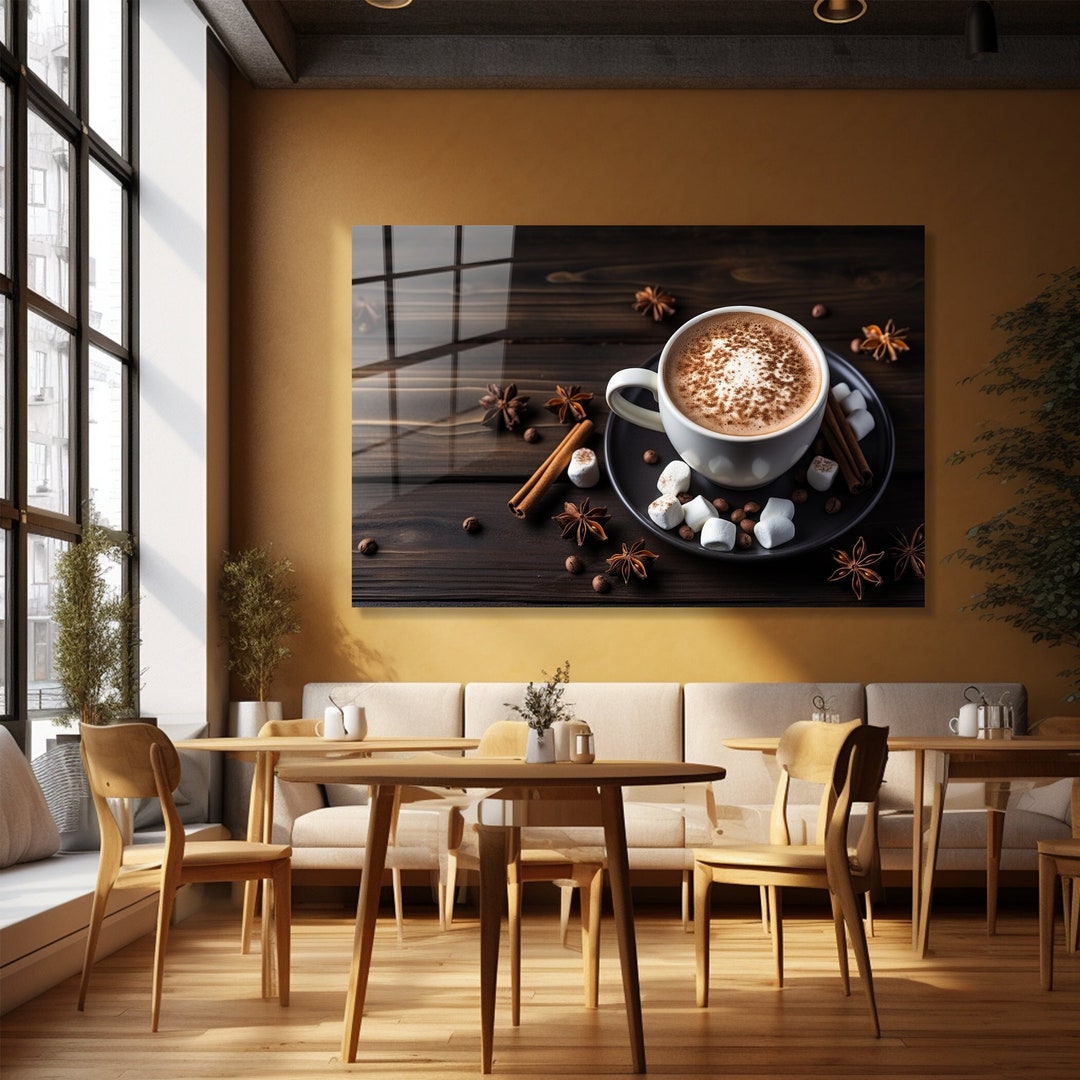 Coffee Wall Art, Cafe Decor, Tempered Glass Printing, Wall Hangings ...