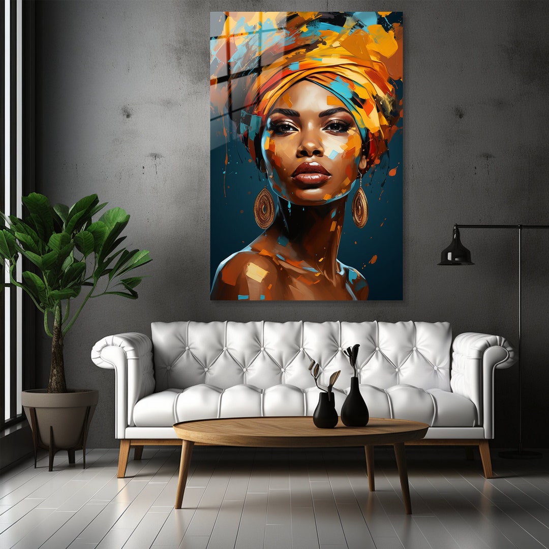 Black Woman Wall Art, Glass Wall Art, African Woman Wall Decor ...