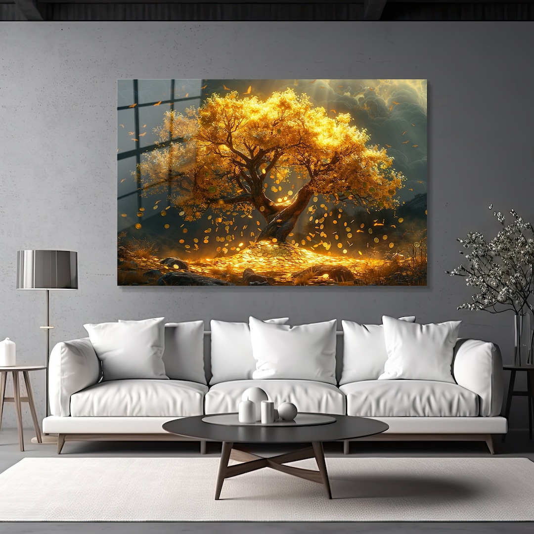 Gold Money Tree Wall Decor, Feng Shui Abundance Richness Wealth Theme ...