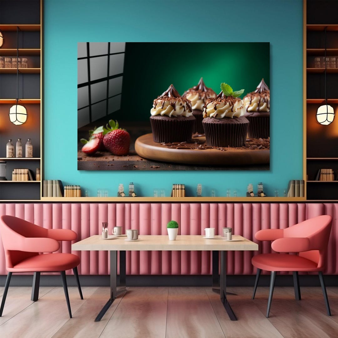 Cupcake Tempered Glass Wall Art, Cafe Kitchen Decor - Etsy