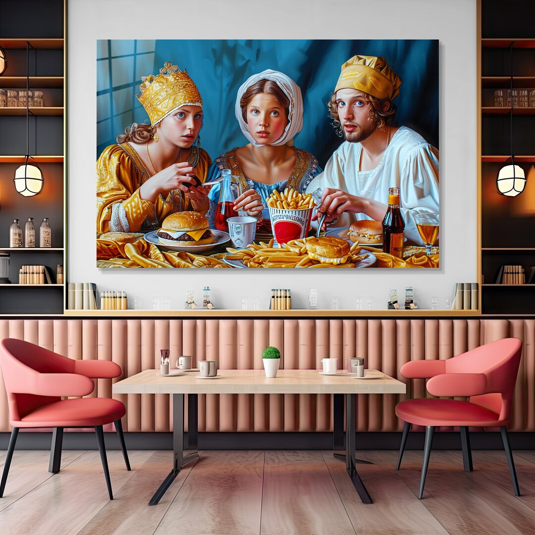 Fast Food Wall Art, Tempered Glass Print, Renaissance Oil Painting ...