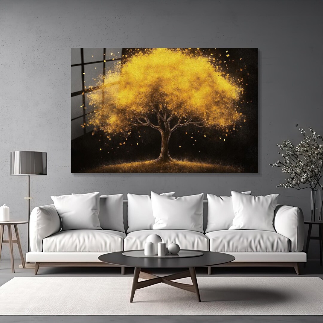 Gold Tree of Life Tempered Glass Wall Art, Feng Shui Decor - Etsy