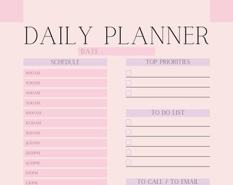 Printable Daily Planner Pastel Colour - Etsy