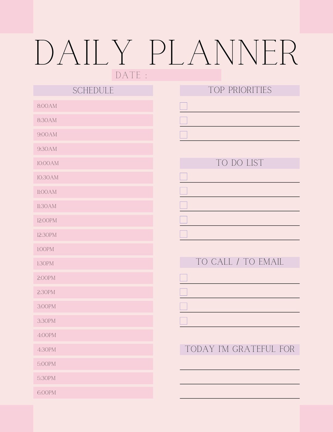 Printable Daily Planner - Pastel - Etsy