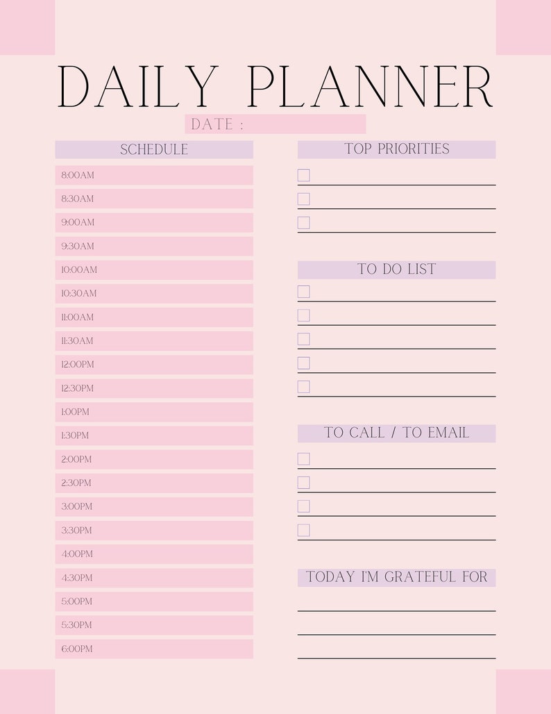 Printable Daily Planner - Pastel - Etsy