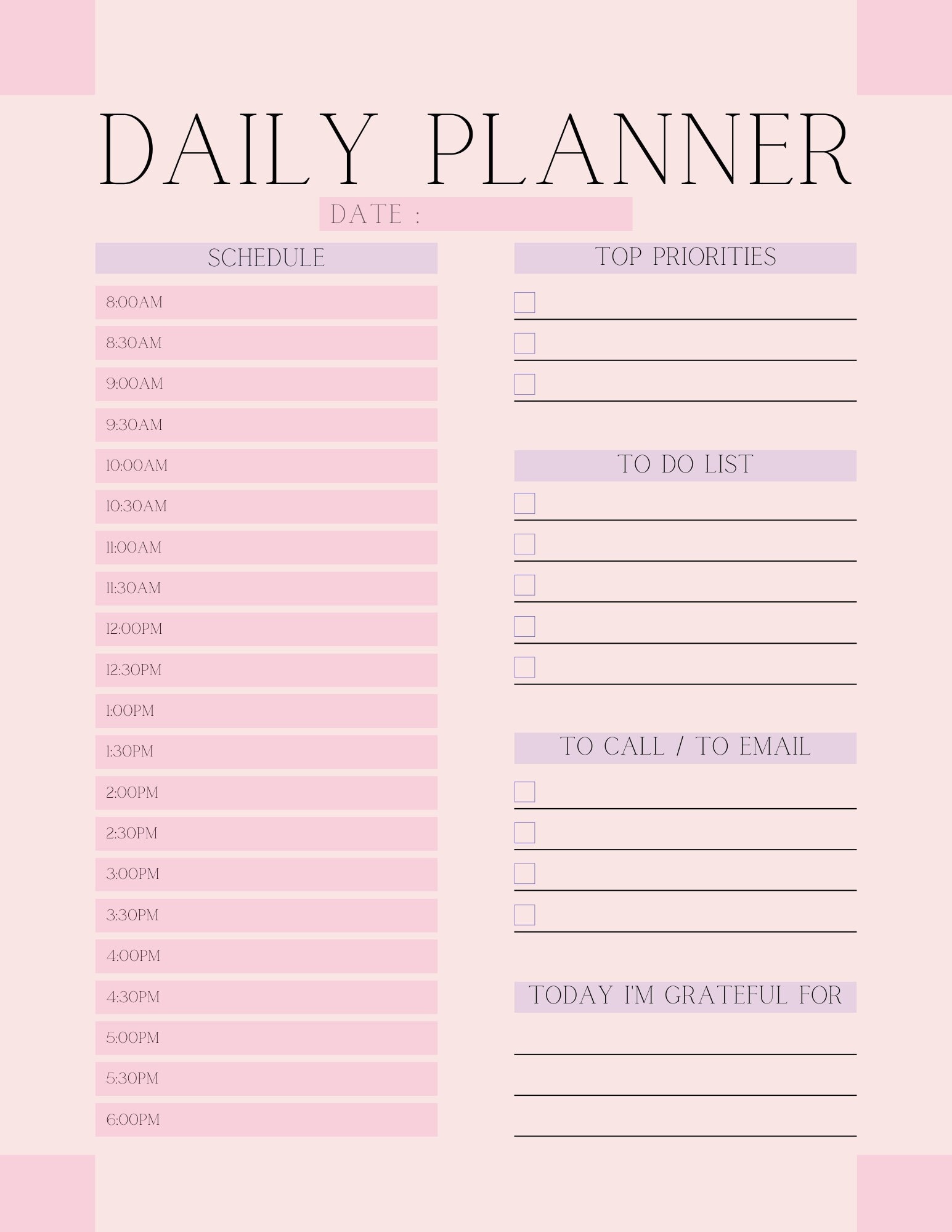Printable Daily Planner - Pastel - Etsy