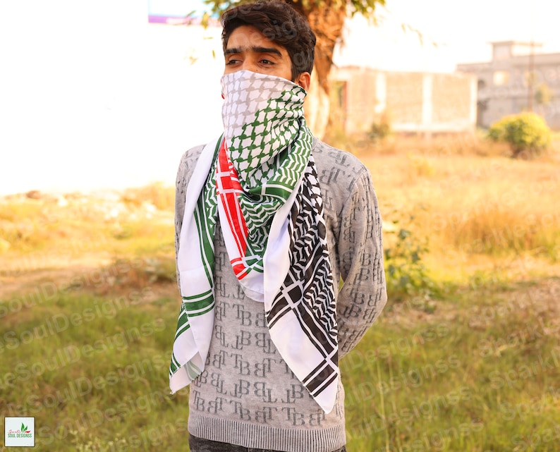 Traditional Printed Palestinian Keffiyeh, Arab Keffiyeh Palestine Scarf ...