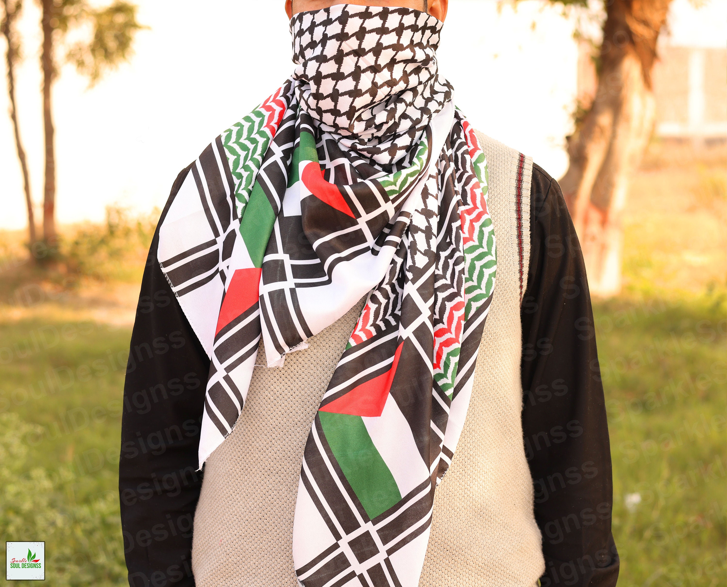 Palestinian Style Kufiya, Keffiyeh Palestine Head Scarf, Traditional ...
