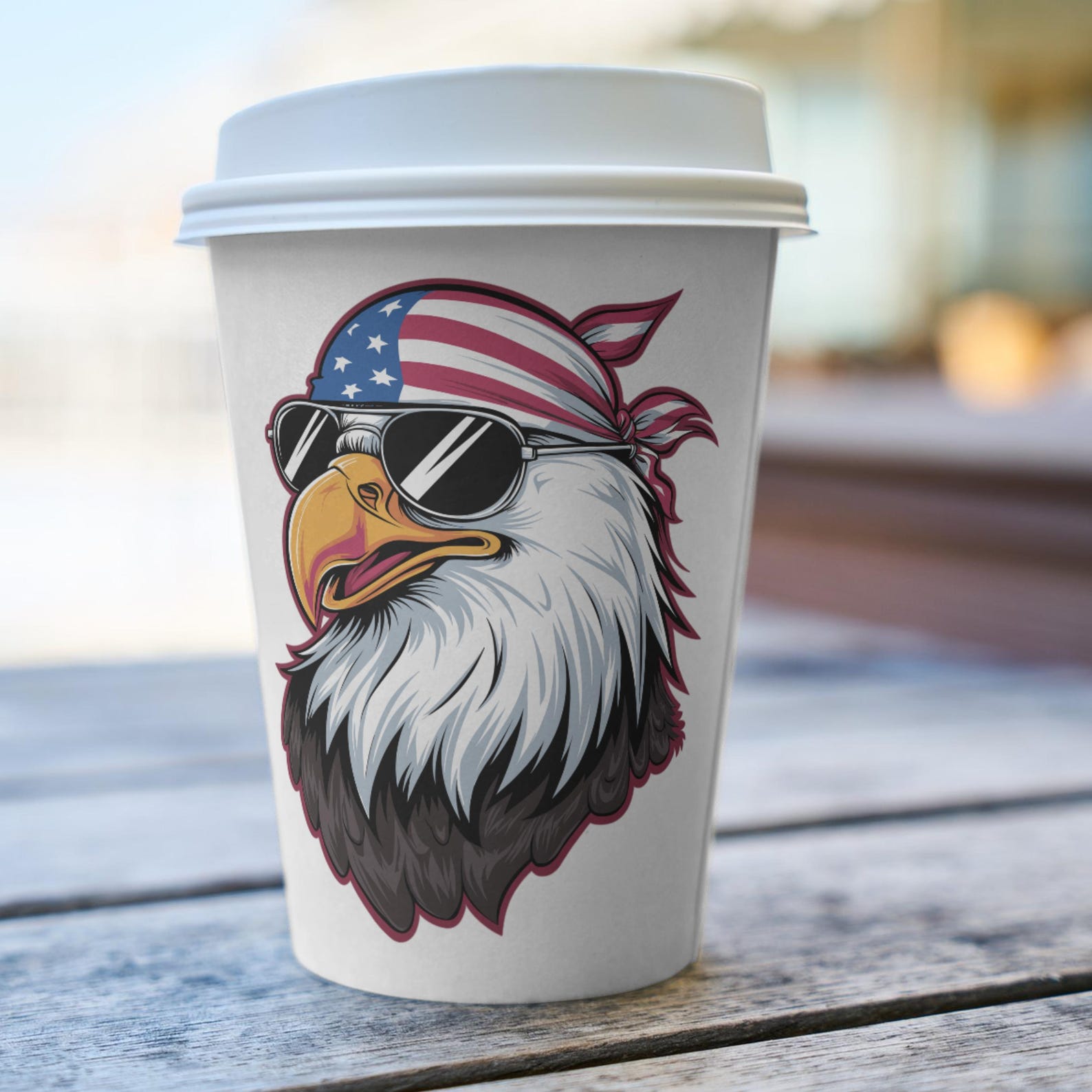 Patriotic Eagle SVG, Cool Eagle With American Flag Bandana SVG, Freedom ...