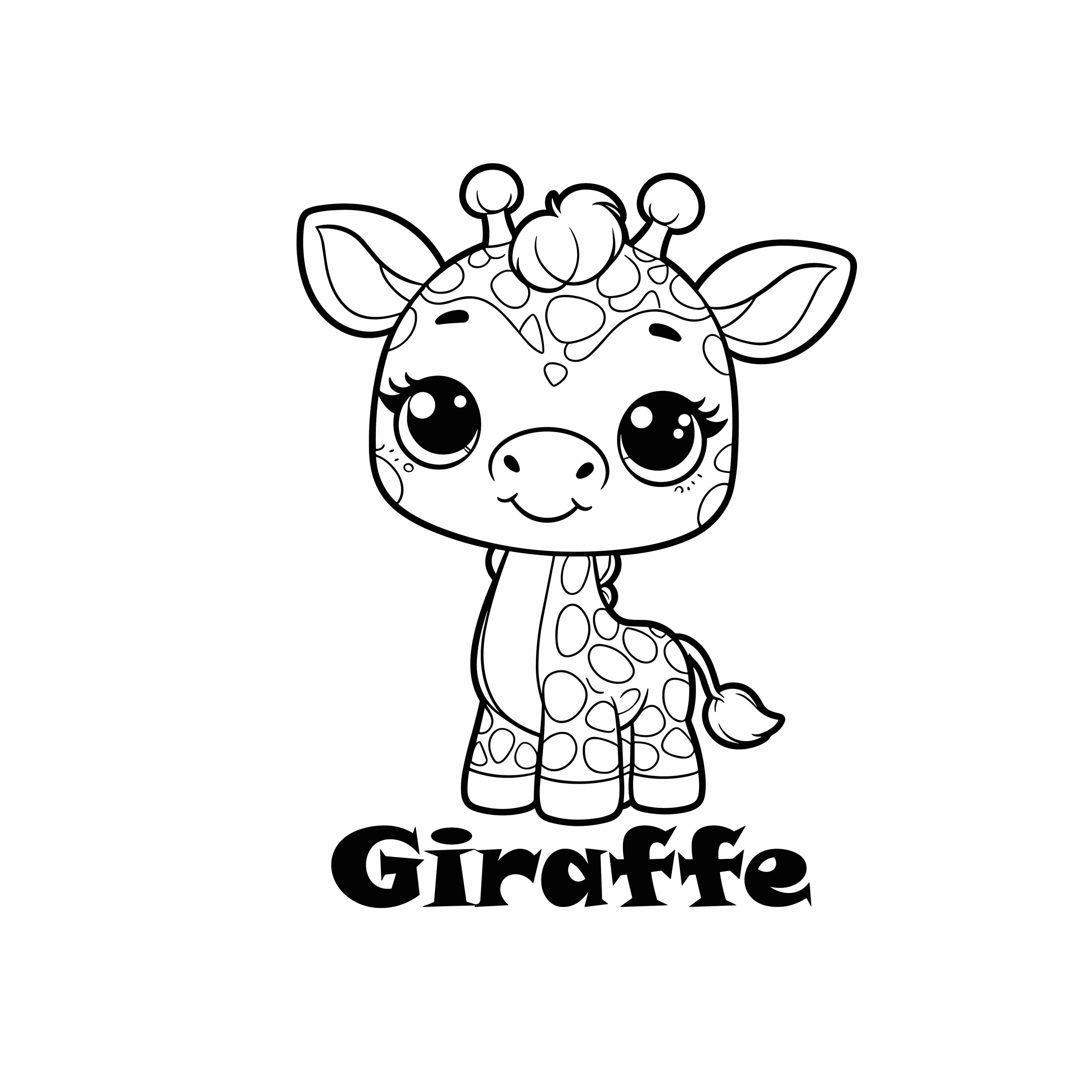 Cute Giraffe SVG PNG, Animal Coloring Book Pages, Kids Digital Art ...