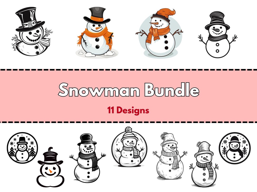 Snowman Bundle Snowman SVG Christmas Svg Snowman Silhouette Snowman ...