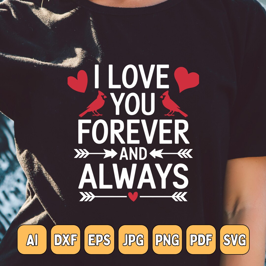 I Love You Forever and Always SVG | Romantic Birds and Hearts Design ...