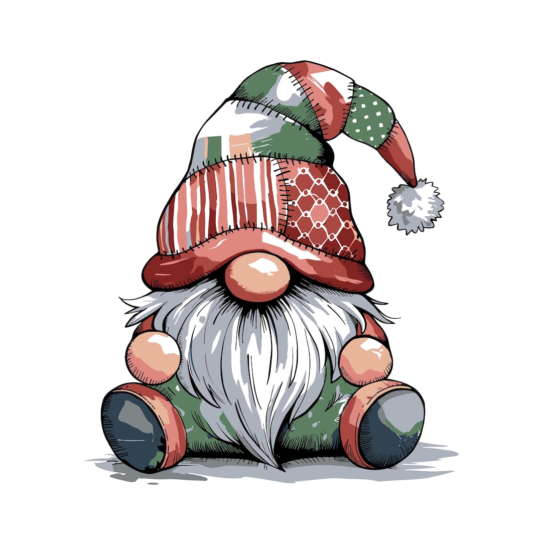 Christmas Gnome Clipart Festive Gnome Illustration Holiday Gnome SVG ...