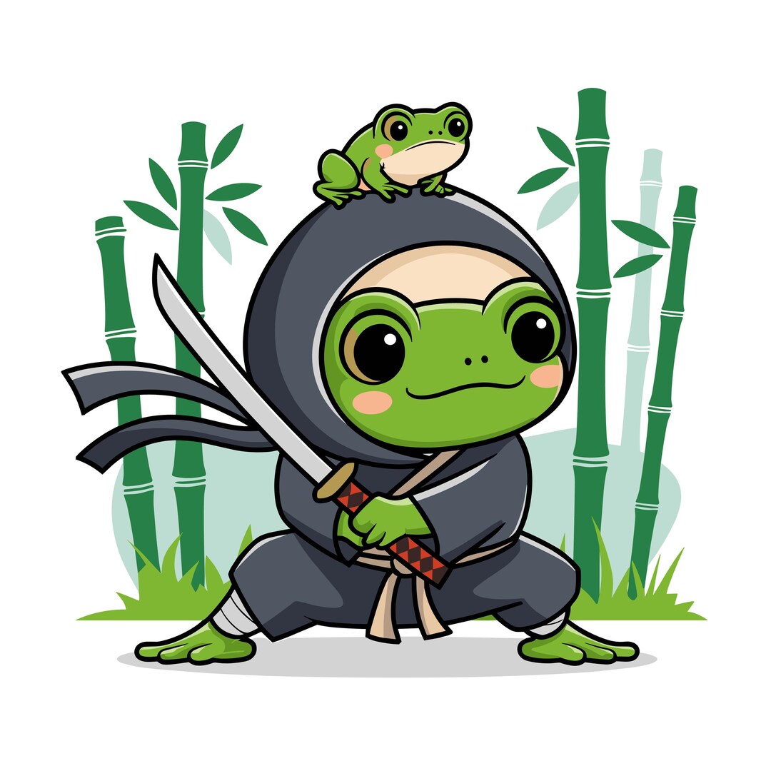 Ninja Frog Samurai Clipart – Cute Frog Warrior SVG for Kids Crafts ...