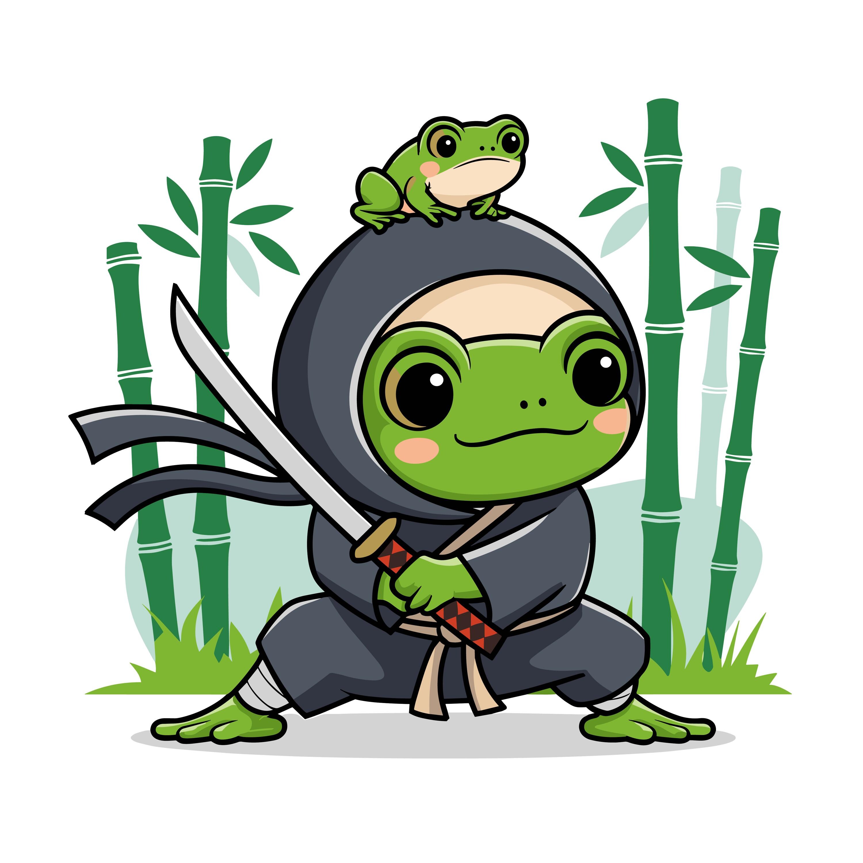 Ninja Frog Samurai Clipart – Cute Frog Warrior SVG for Kids Crafts ...