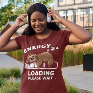 Energy Loading SVG Funny Sloth Design Relaxing & Sleepy Vibes SVG Lazy ...