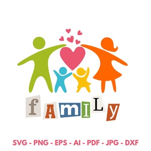 Parents and Kids Svg, Adorable Family Clipart, Family SVG PNG, Family ...