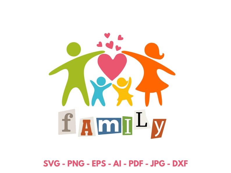 Parents and Kids Svg, Adorable Family Clipart, Family SVG PNG, Family ...