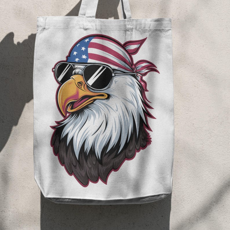 Patriotic Eagle SVG, Cool Eagle With American Flag Bandana SVG, Freedom ...
