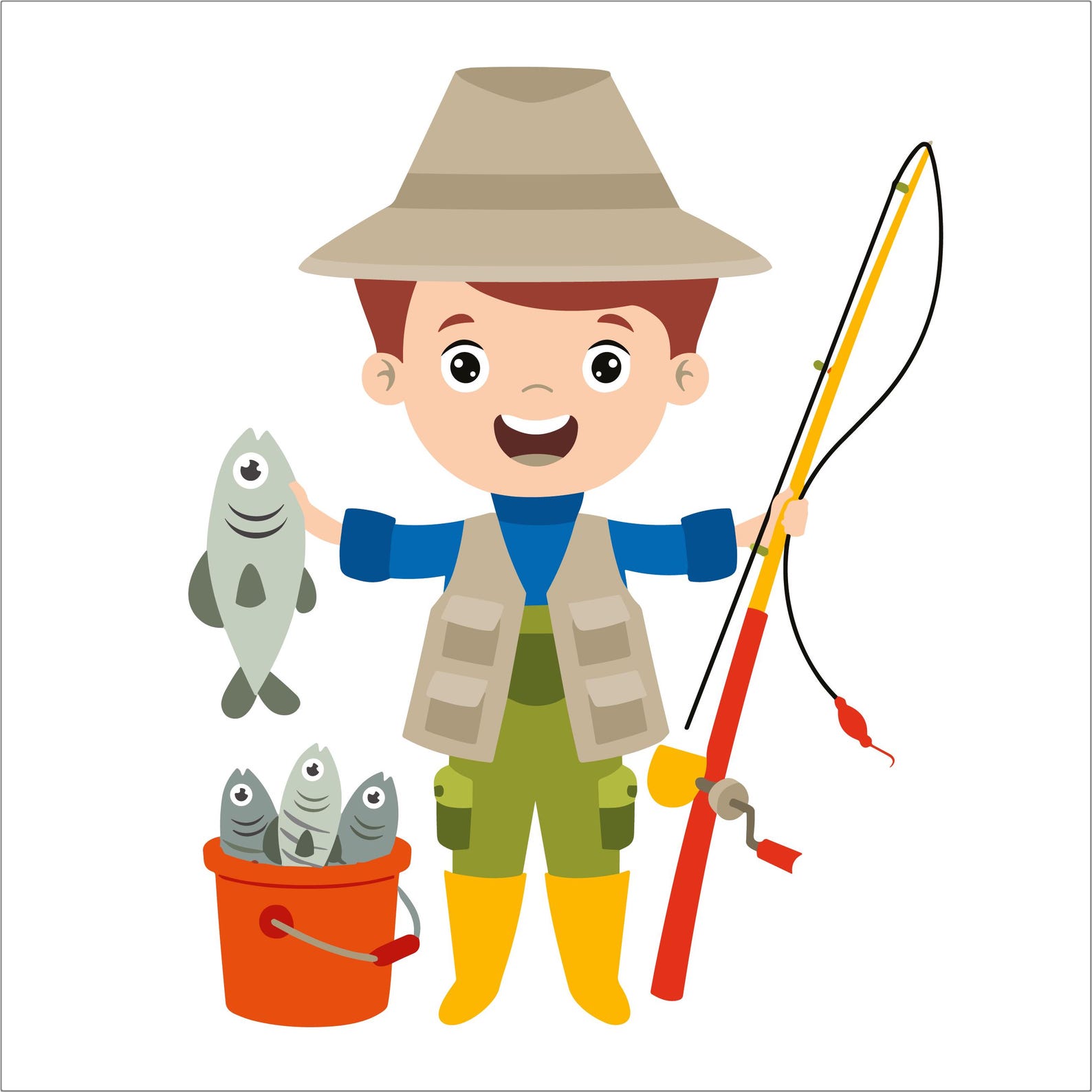 Cute Fisherman Clipart SVG and PNG, Adorable Yasnaarts Design for DIY ...